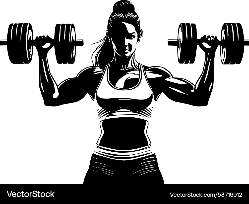 Female bodybuilder lifting weights Royalty Free Vector Image