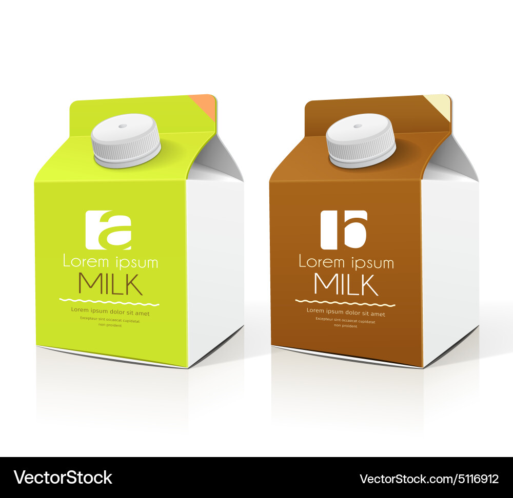 Milk box packaging design collections Royalty Free Vector