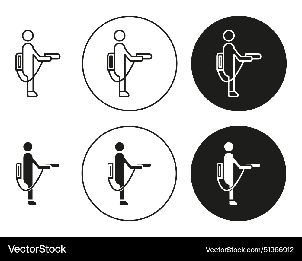 Mite disinfectant man linear art icon set Vector Image