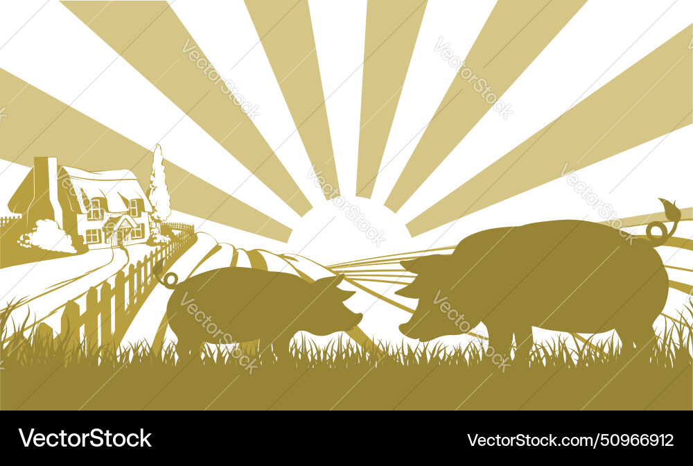 Pig farm scene Royalty Free Vector Image - VectorStock