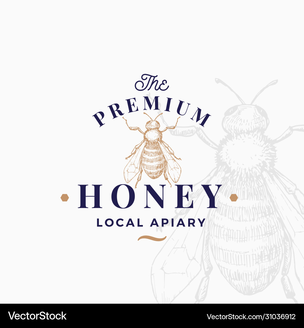 Premium Honey Apiary Logo Royalty Free Vector Image