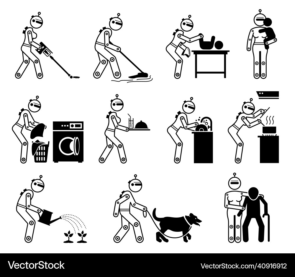 Robot humanoid robotic house helper maid Vector Image