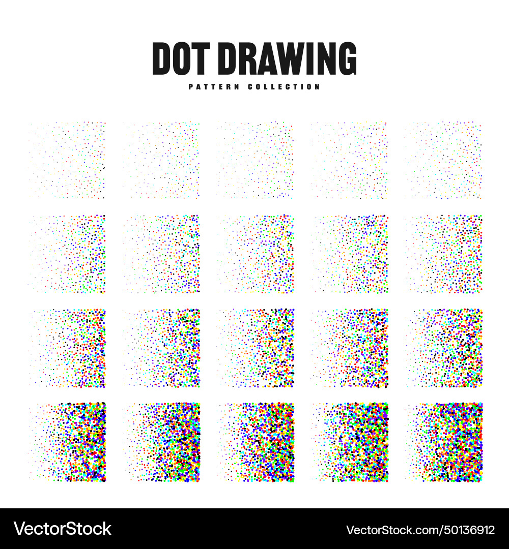 Square shaped dotted objects vintage stipple Vector Image