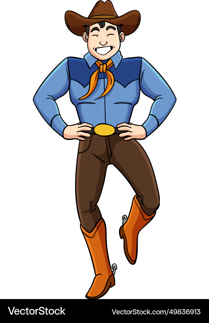 Cowboy dance cartoon colored clipart Royalty Free Vector