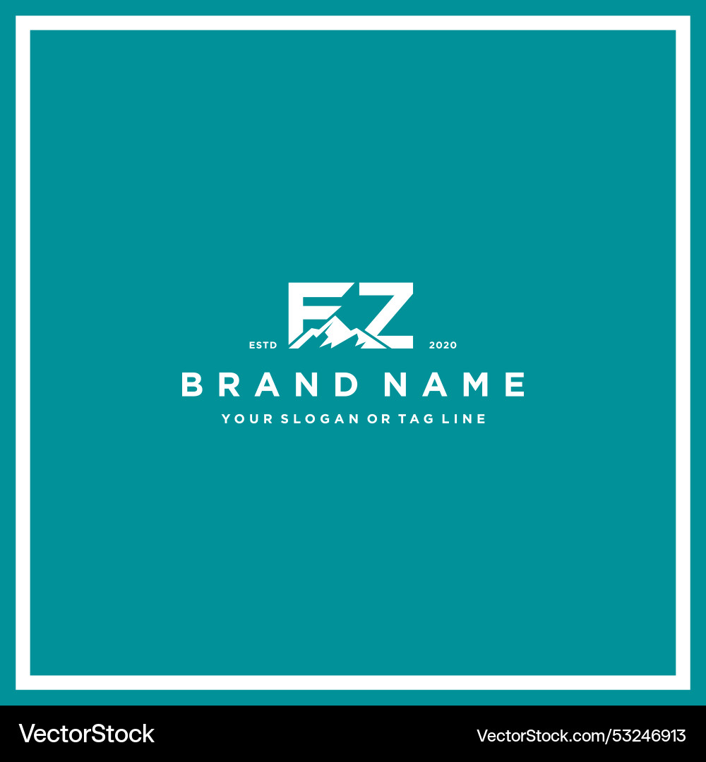 Creative letter fz mountain logo design Royalty Free Vector