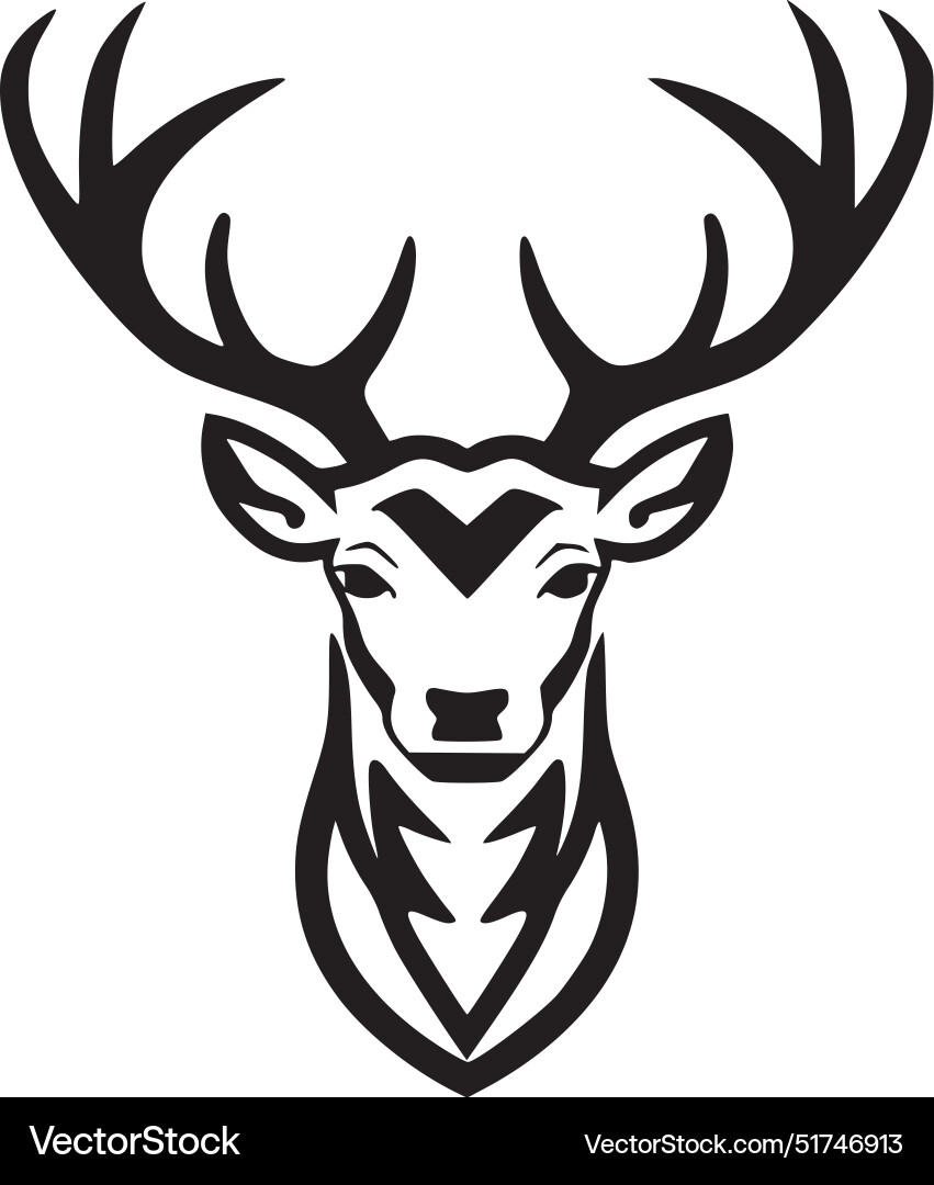 Deer - black and white Royalty Free Vector Image