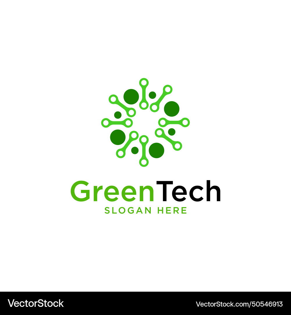 Green tech logo template design emblem Royalty Free Vector