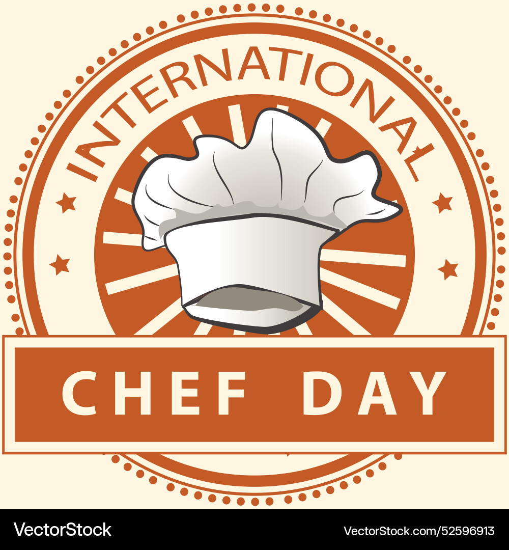 International chef day sign and badge Royalty Free Vector
