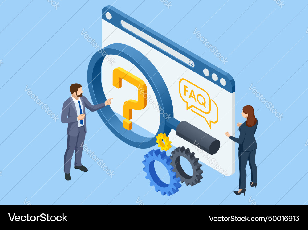 Isometric question marks message box Royalty Free Vector