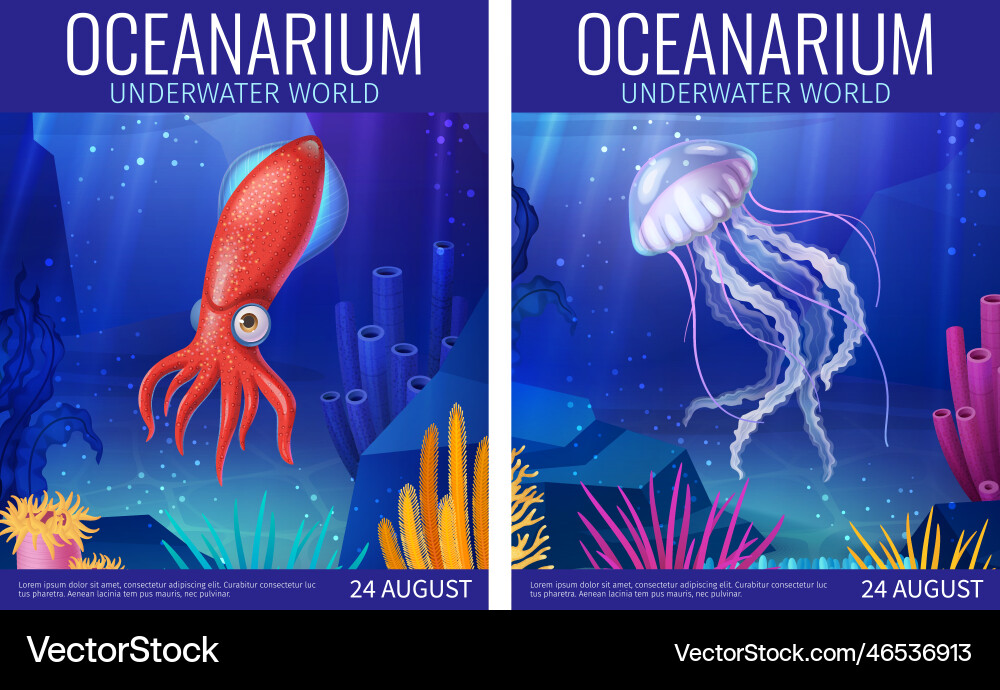 Oceanarium cartoon poster Royalty Free Vector Image