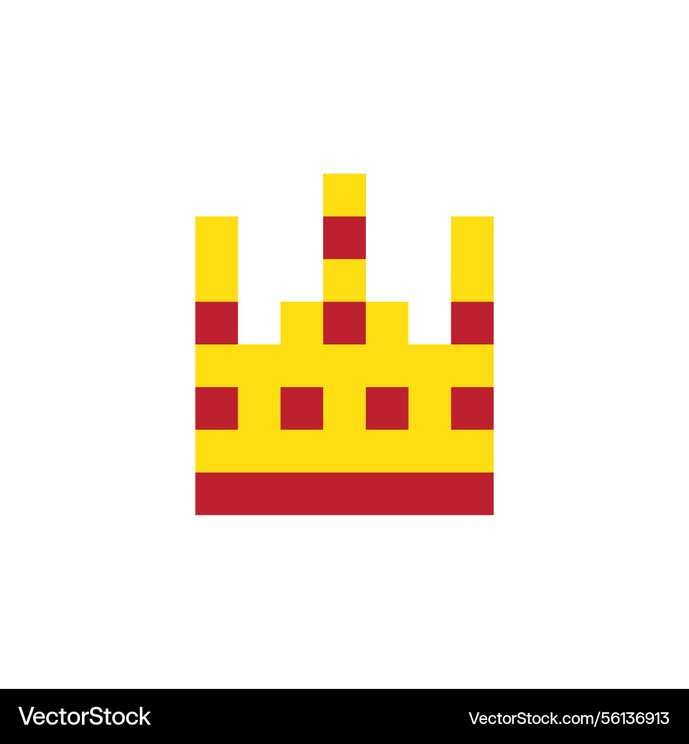 Pixel art crown 8 bit king icon retro style queen Vector Image