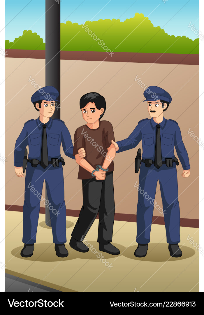 Police officers catching a criminal Royalty Free Vector