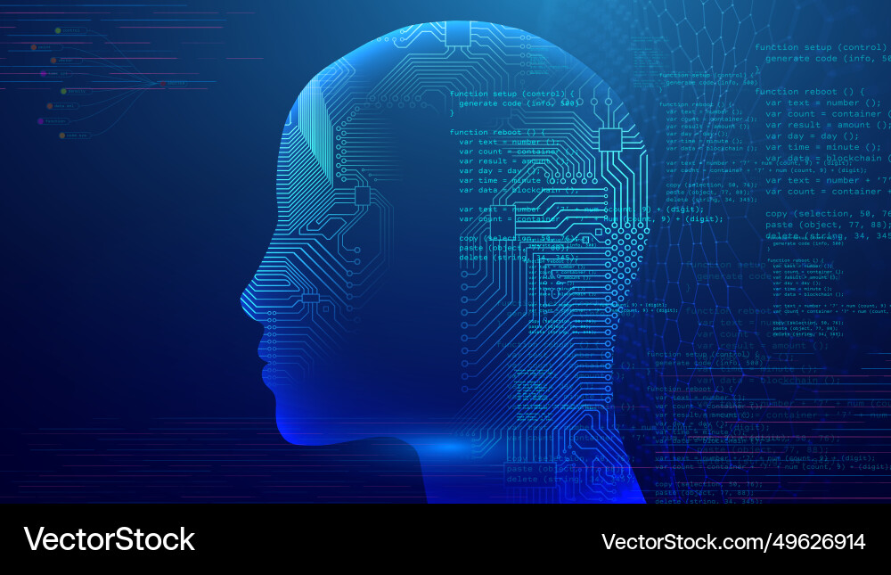 Artificial Intelligence Woman Head Coding Vector Image