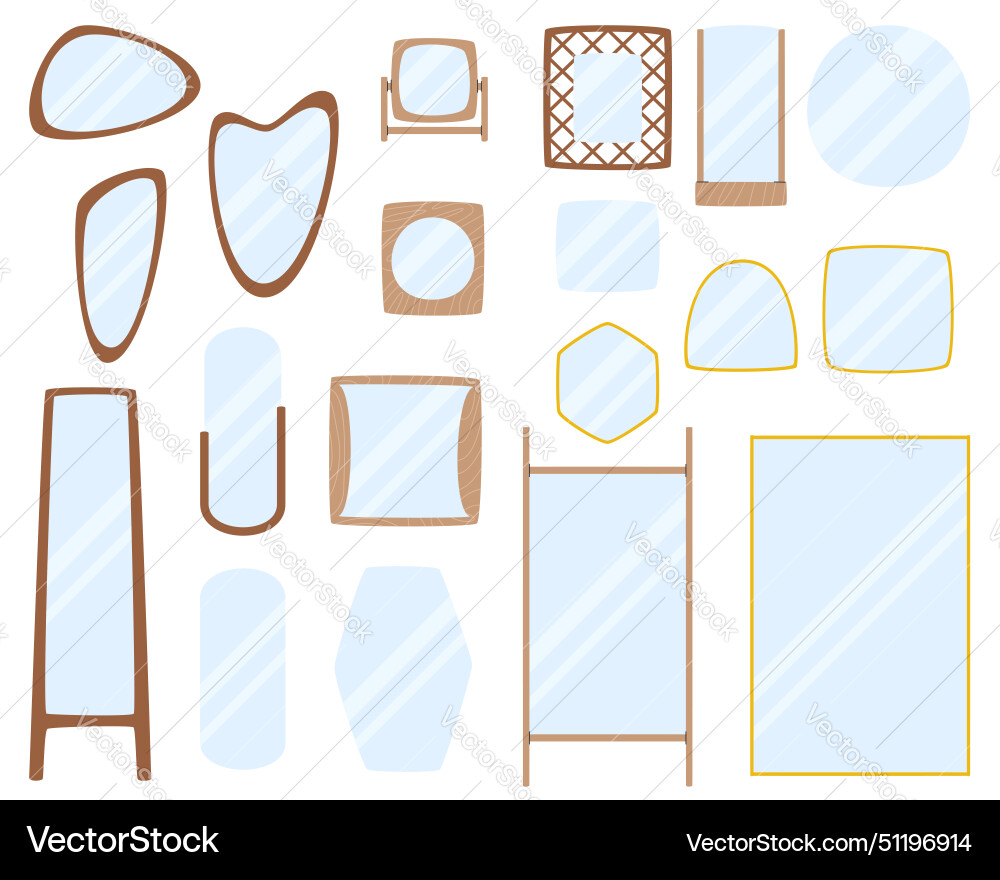 Asymmetrical irregular full-length floor mirrors Vector Image