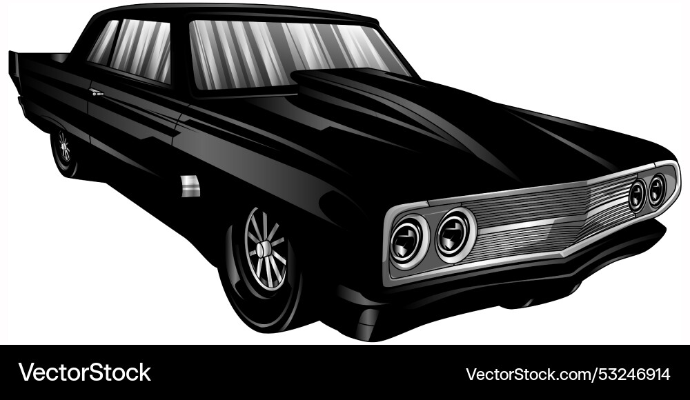 Black drag racing car with grey strip Royalty Free Vector