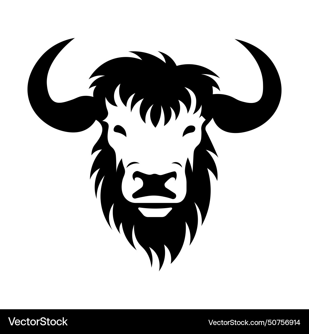 Black yak head icon on white background Royalty Free Vector