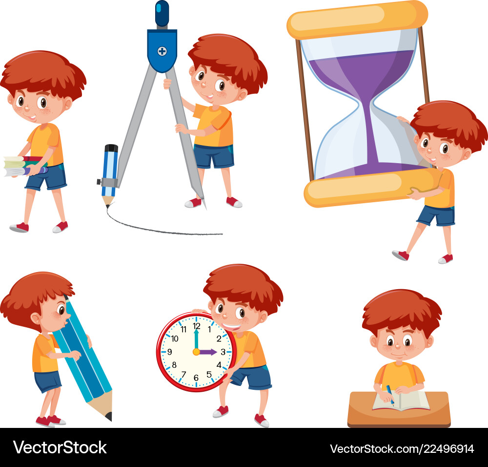 Boys with math tools Royalty Free Vector Image