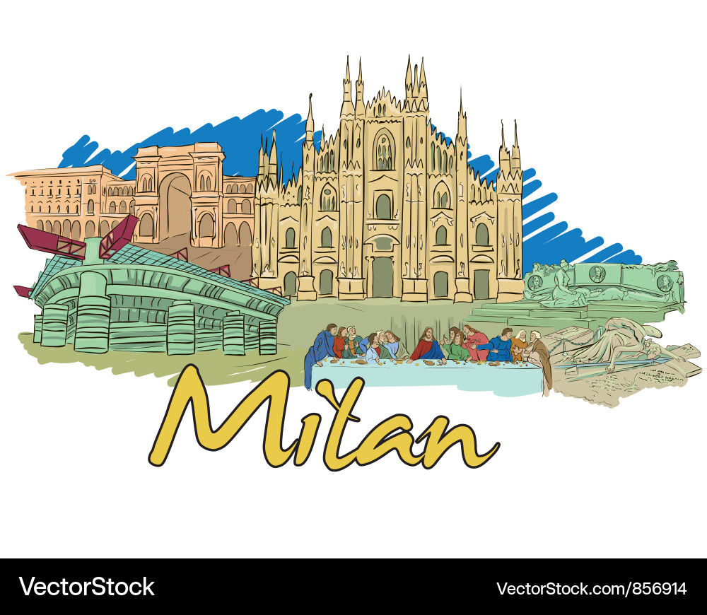 Colorful Milan Doodle Royalty Free Vector Image