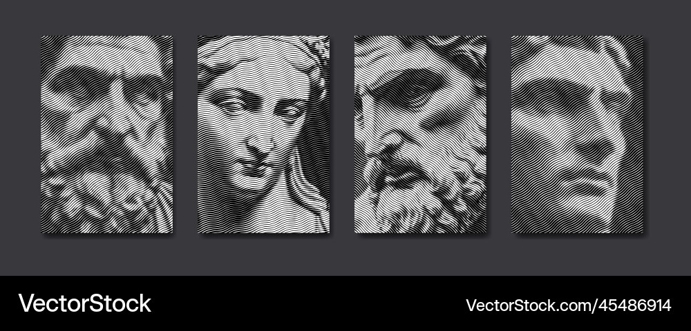 Engraved Greek Statue Patterns Royalty Free Vector Image