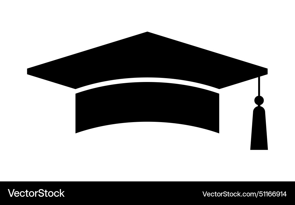 Graduation hat logo graduate cap flat sign Vector Image