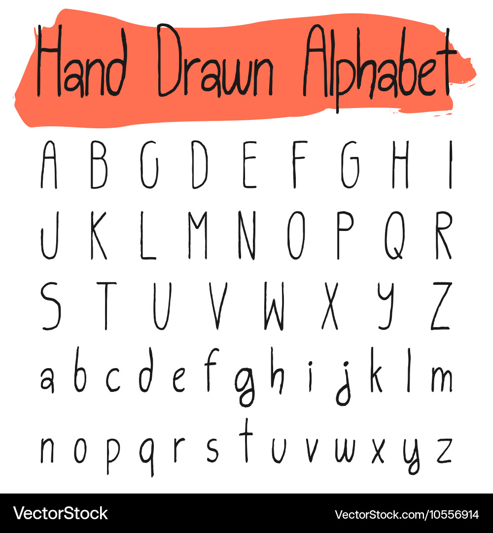 Handwritten simple alphabet set Royalty Free Vector Image