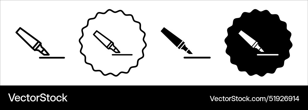 Highlighter icon symbol set collection Royalty Free Vector