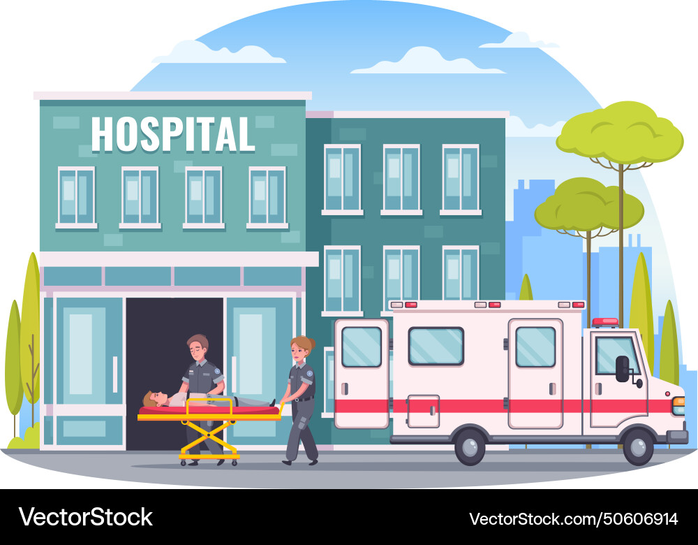 Paramedic ambulance cartoon concept Royalty Free Vector