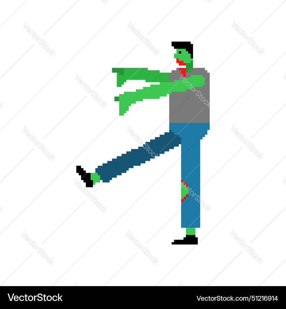 Zombie Pixel art pixeled zombi isoliert 8 bit Vektorbild