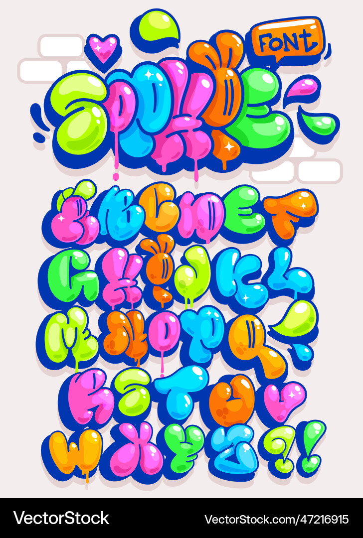 Bubbles kids font Royalty Free Vector Image - VectorStock