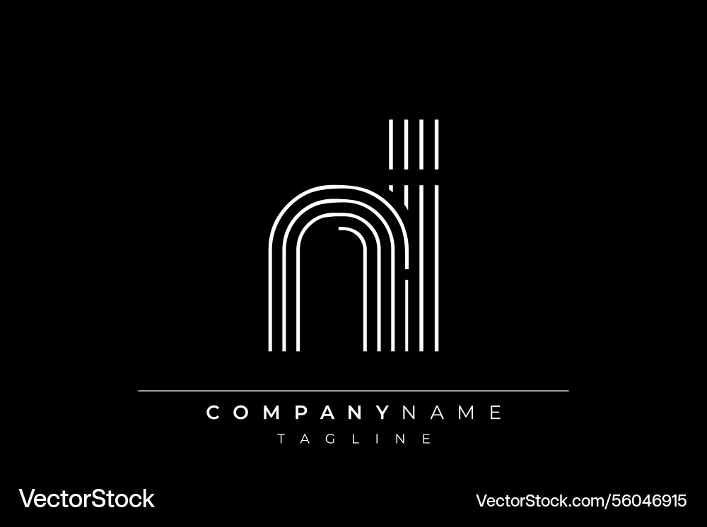 Creative ni lines letter logo design Royalty Free Vector
