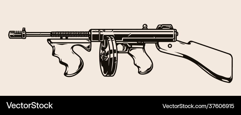 Gangster tommy gun template Royalty Free Vector Image
