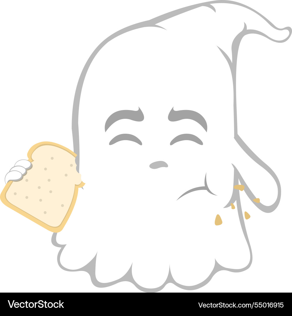 Ghost eating slice bread Royalty Free Vector Image