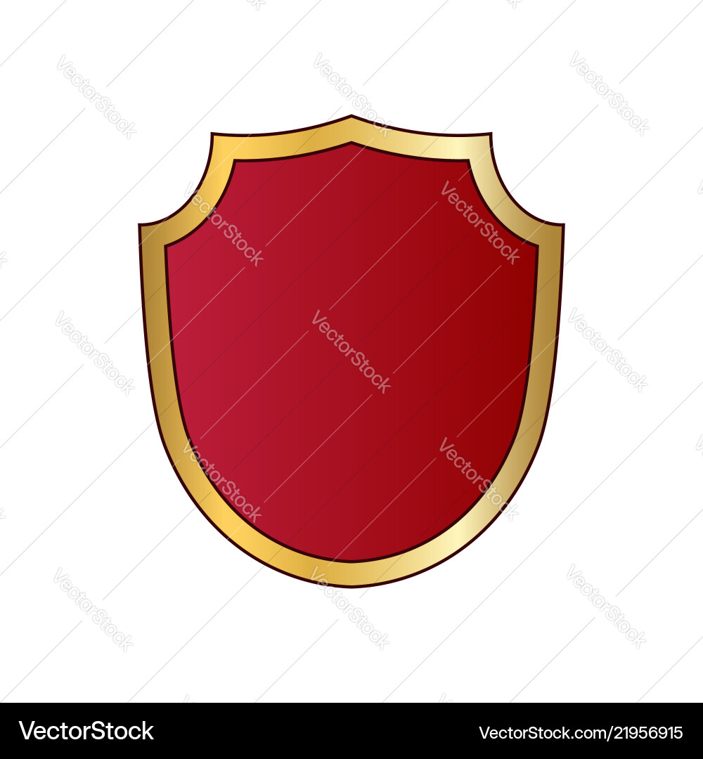 Gold and red shield shape icon logo emblem Vector Image