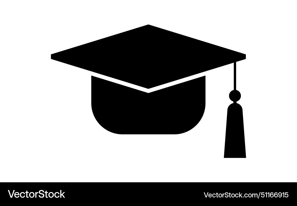 Graduation hat logo graduate cap flat sign Vector Image