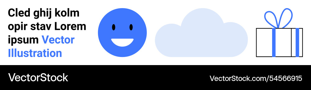 Happy face cloud and gift box with placeholder Vector Image