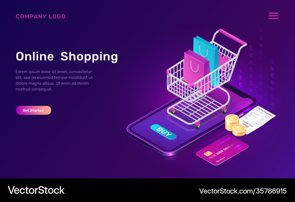 Mobile Shopping App Isometric Concept Royalty Free Vector