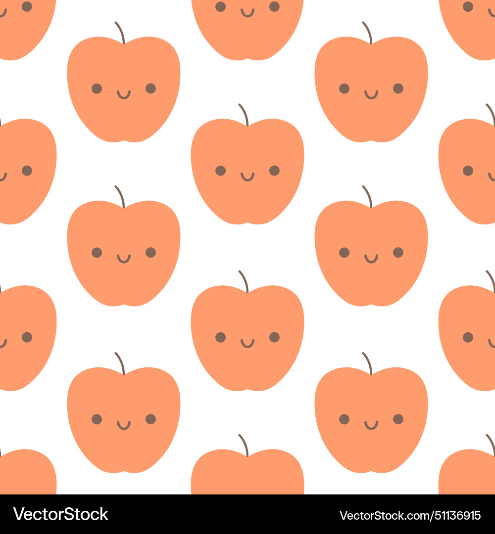 Seamless pattern with cute cartoon apple Vector Image