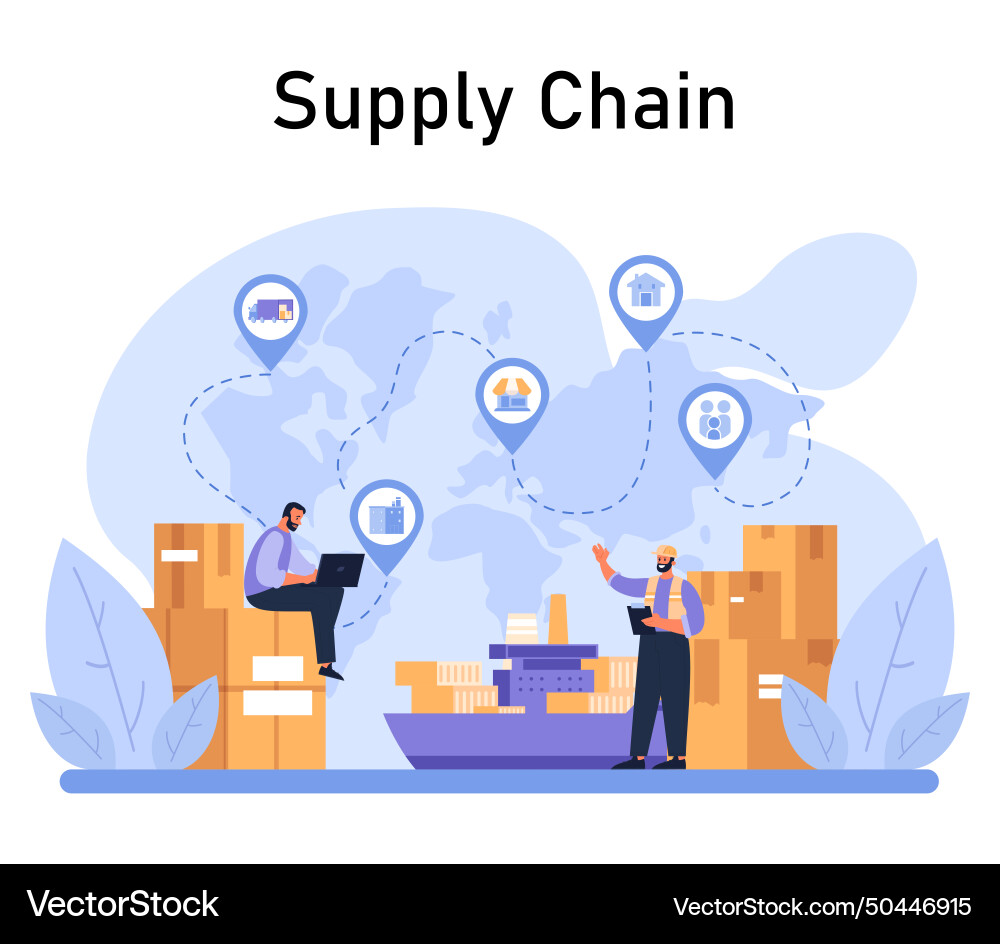 Supply chain dynamics concept flat Royalty Free Vector Image