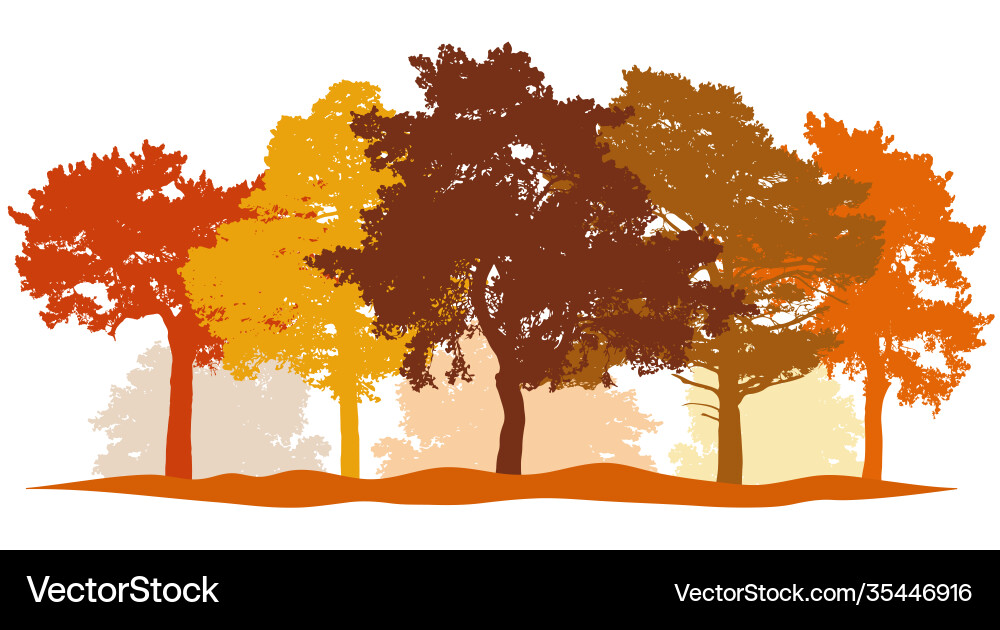 Autumn trees park forest silhouette beautiful Vector Image