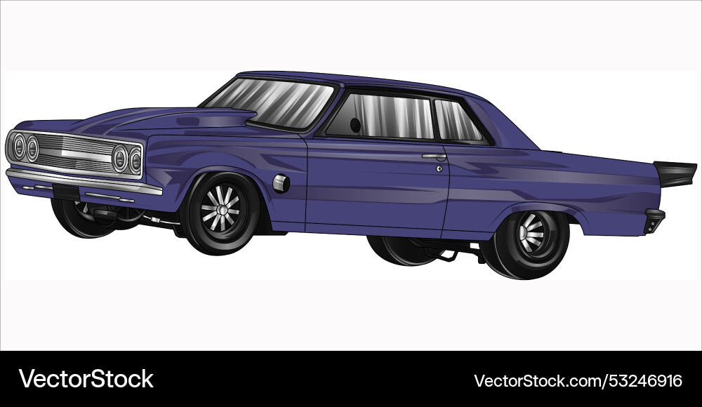 Blue drag racing car with grey strip Royalty Free Vector