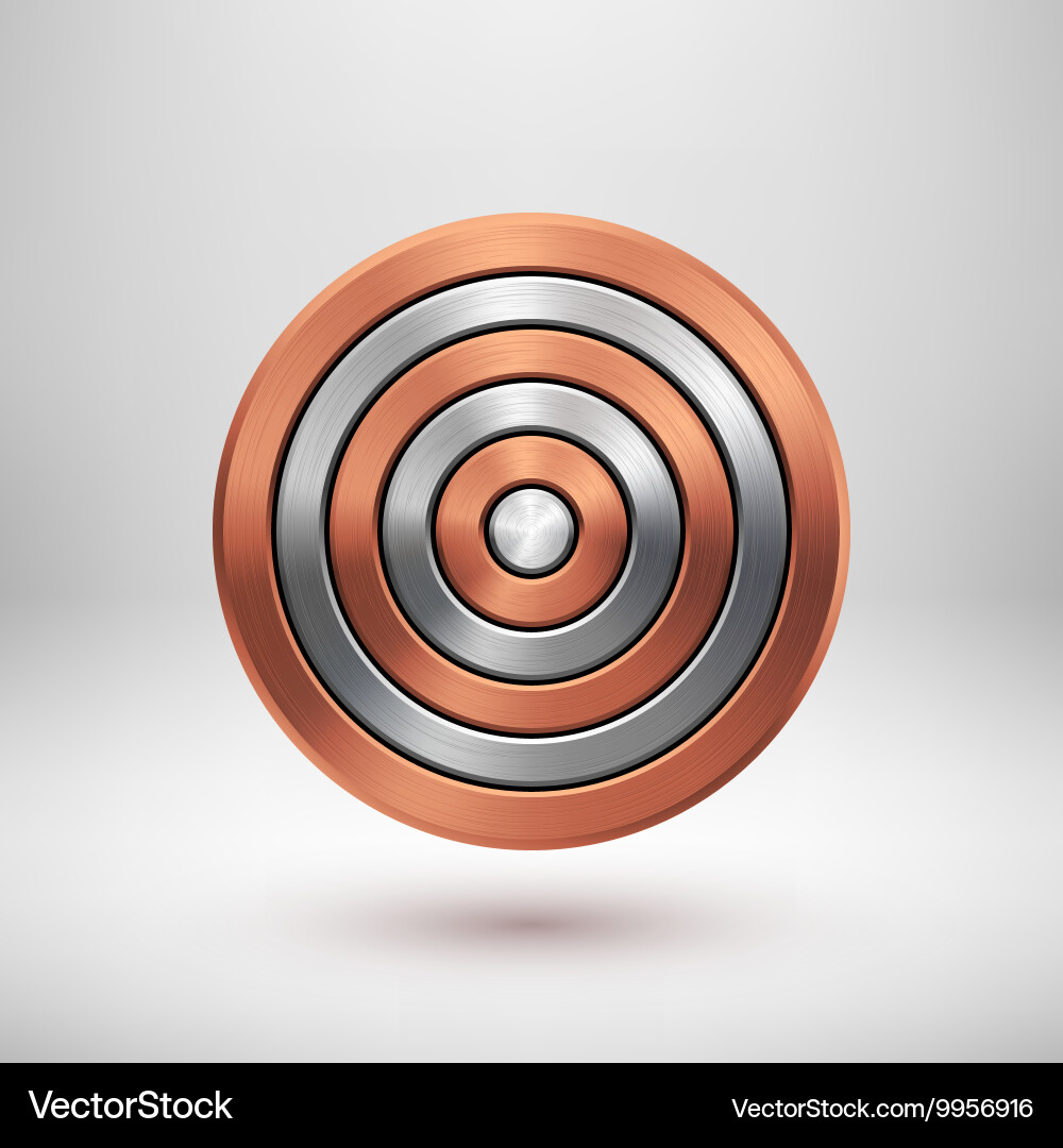 Bronze technology circle metal badge Royalty Free Vector
