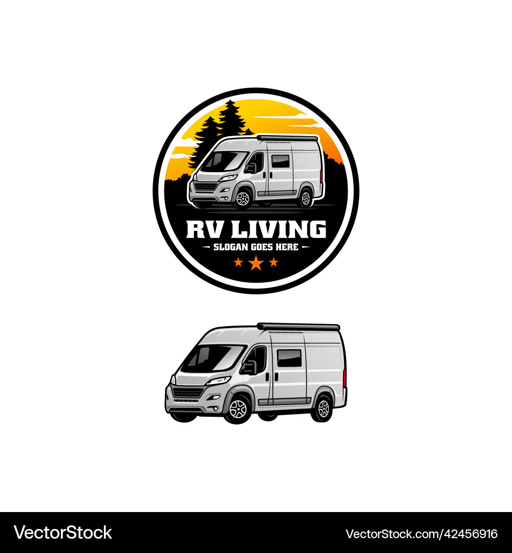 Camper Van Logo - Modern Style Royalty Free Vector Image