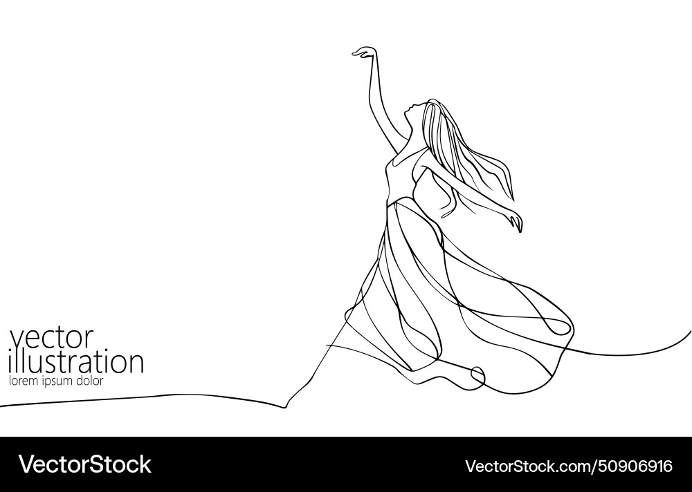 Continuous one single line art dancing girl Vector Image