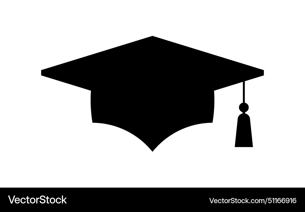 Graduation hat logo graduate cap flat sign Vector Image