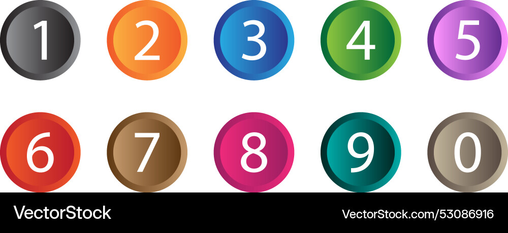 Numbers in coloring gradient circle Royalty Free Vector