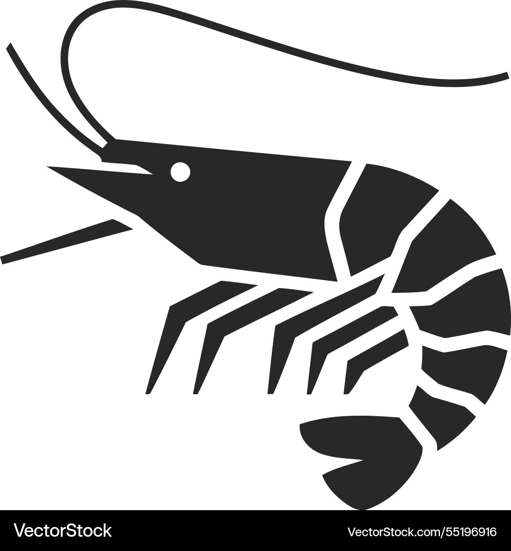 Prawn silhouette icon Royalty Free Vector Image