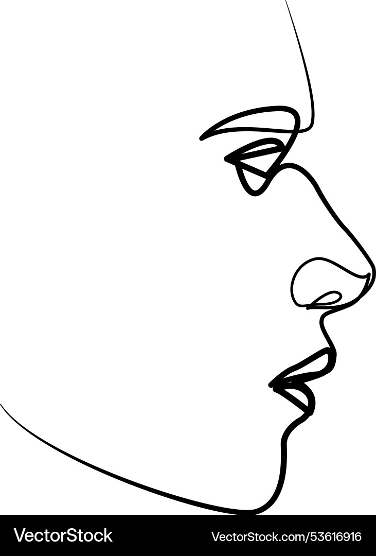 Side view of human face one line drawing Vector Image