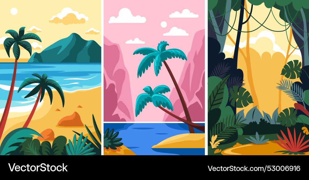 Tropical beach landscape Royalty Free Vector Image
