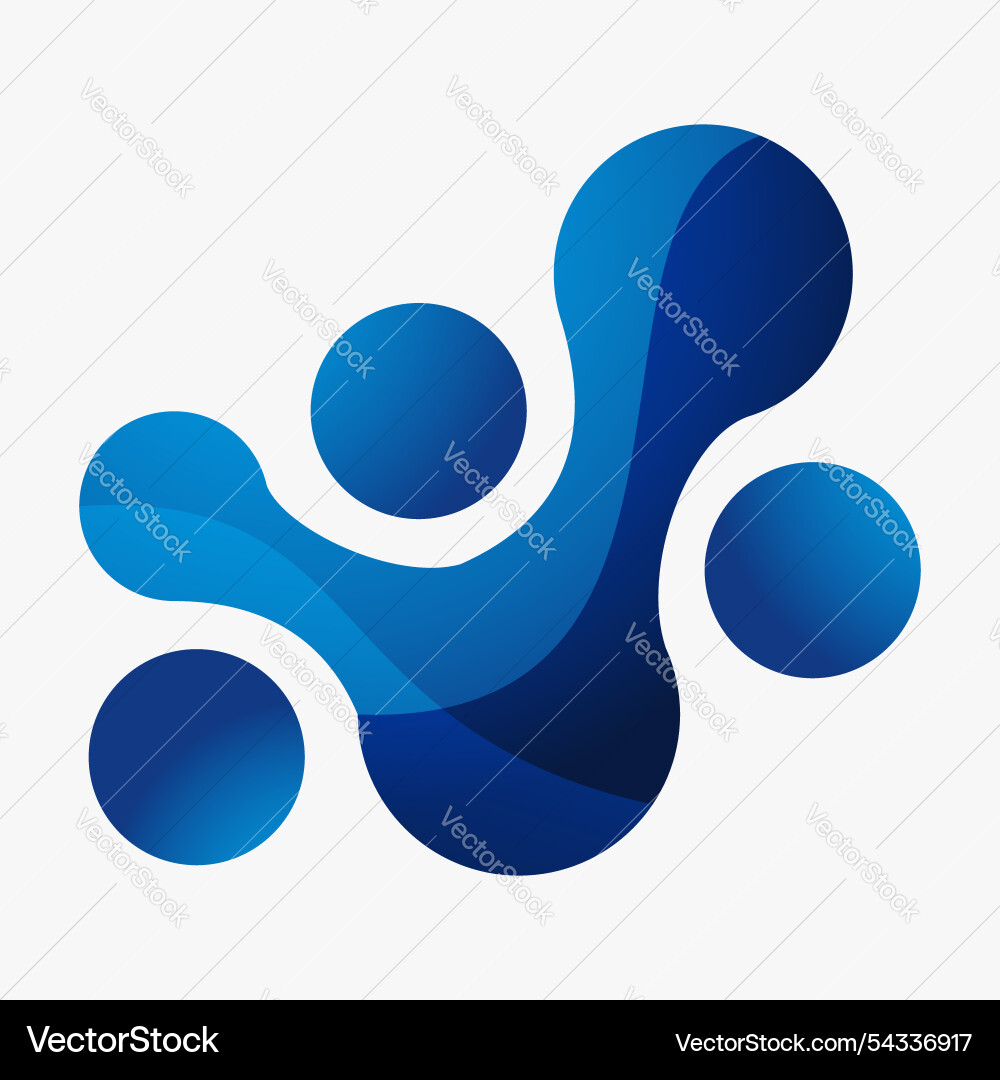 Abstract blue molecule logo icon Royalty Free Vector Image