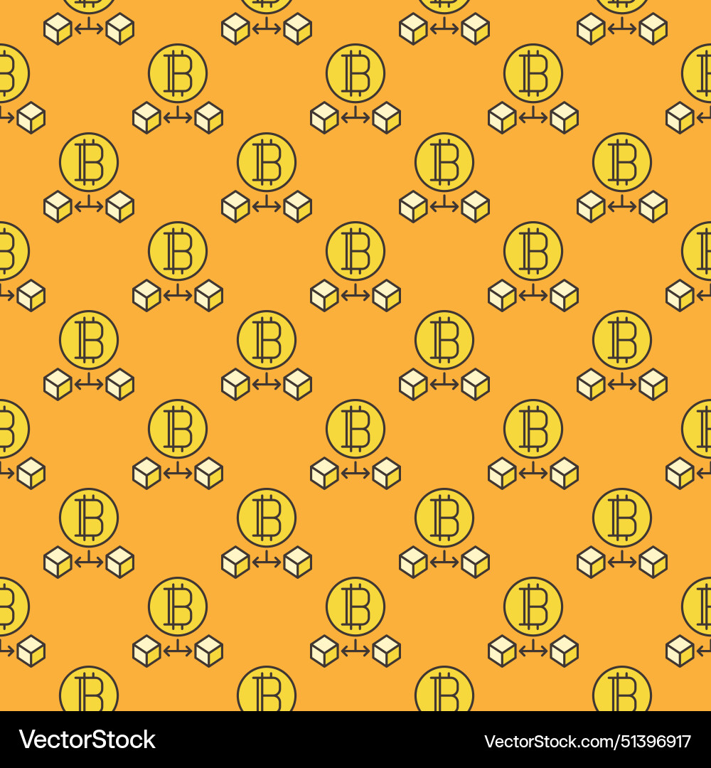 Bitcoin and two blocks cryptocurrency colored Vector Image